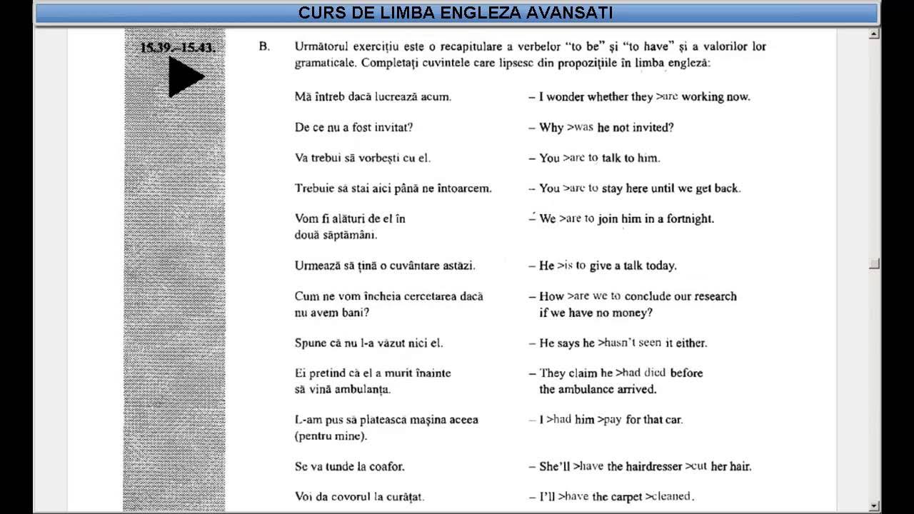 Curs de limba Engleza nivel Avansati (tema-dictionar ) - Lectia 15 - YouTube