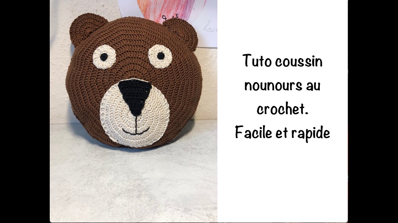 Tuto coussin nounours au crochet - YouTube