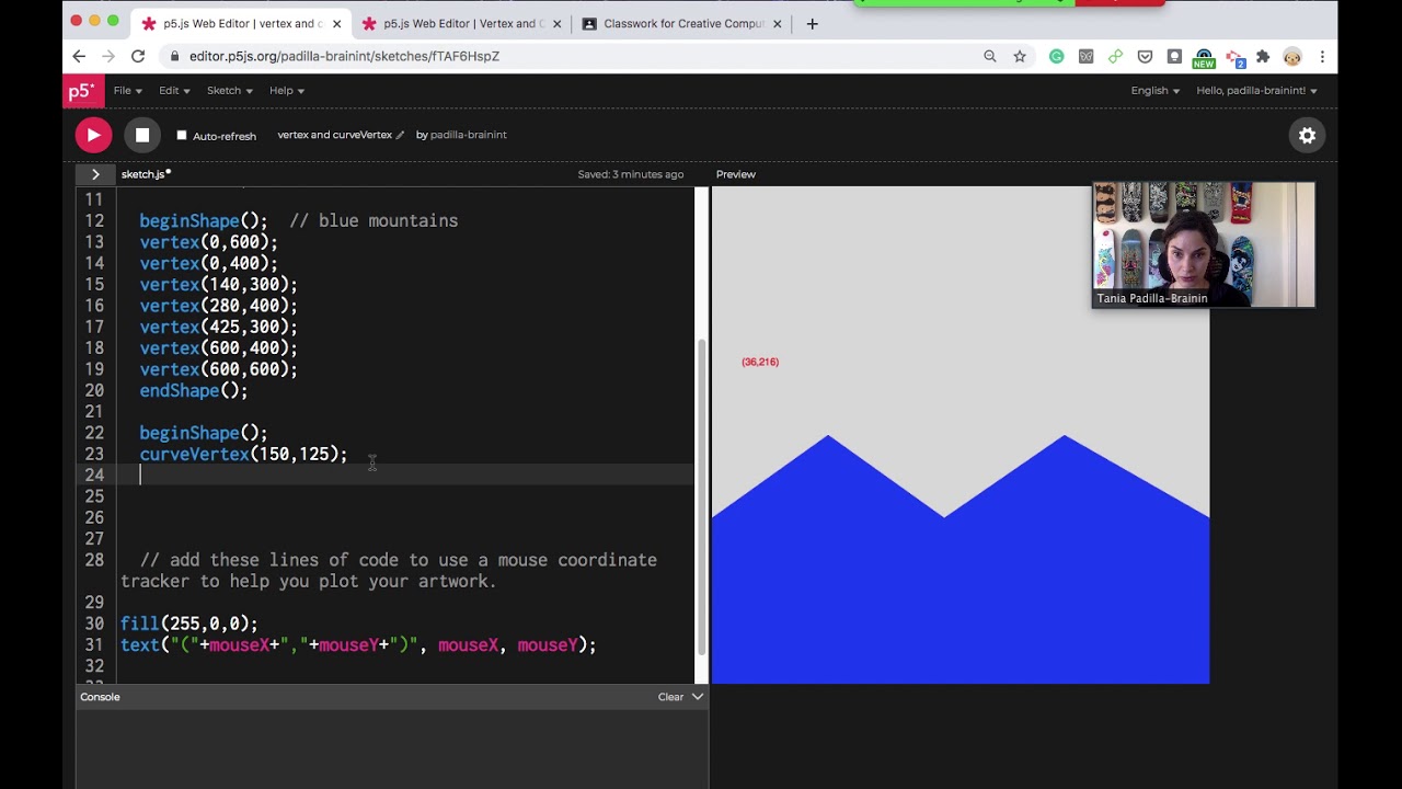p5js vertex and curveVertex tutorial - YouTube
