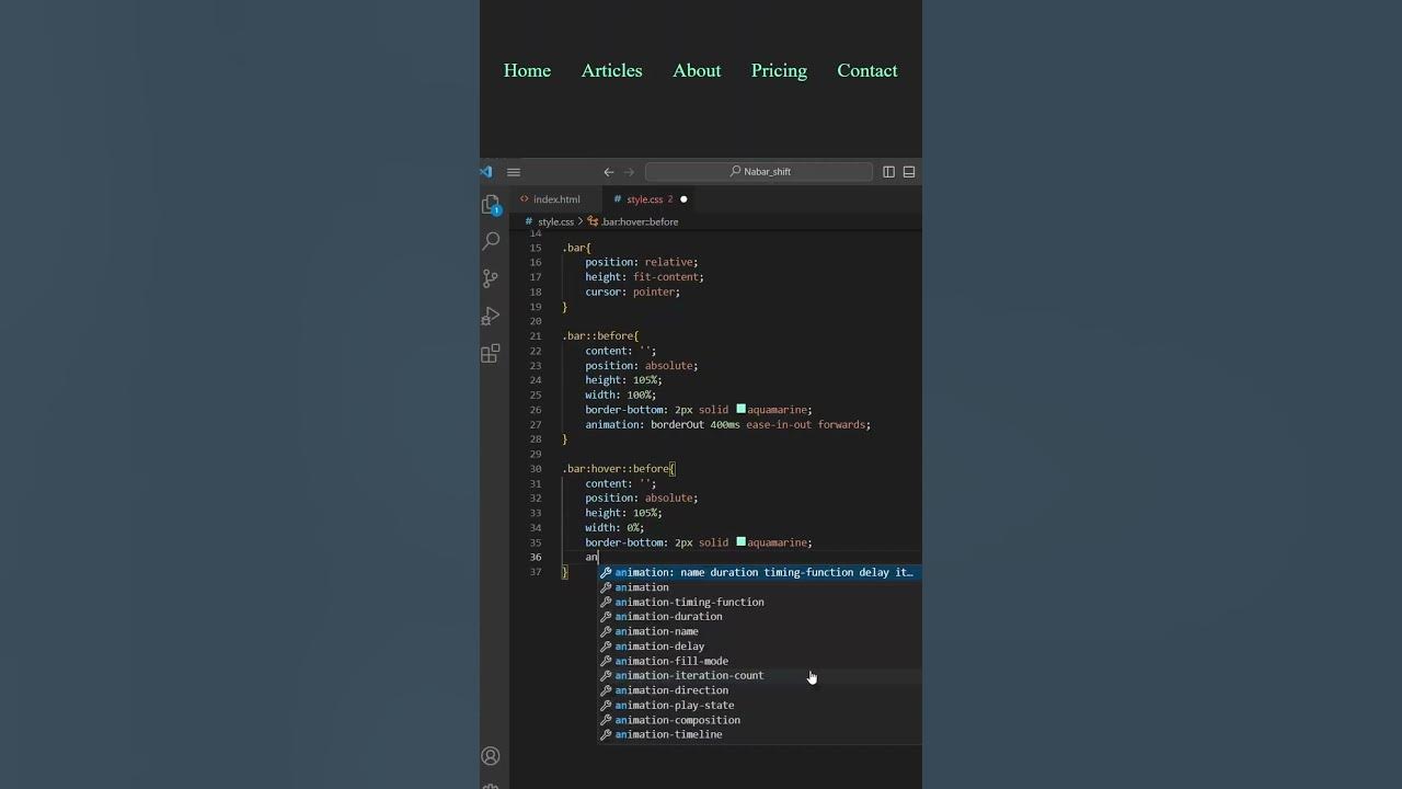 Make Animated Navbar | HTML & CSS | #shorts - YouTube