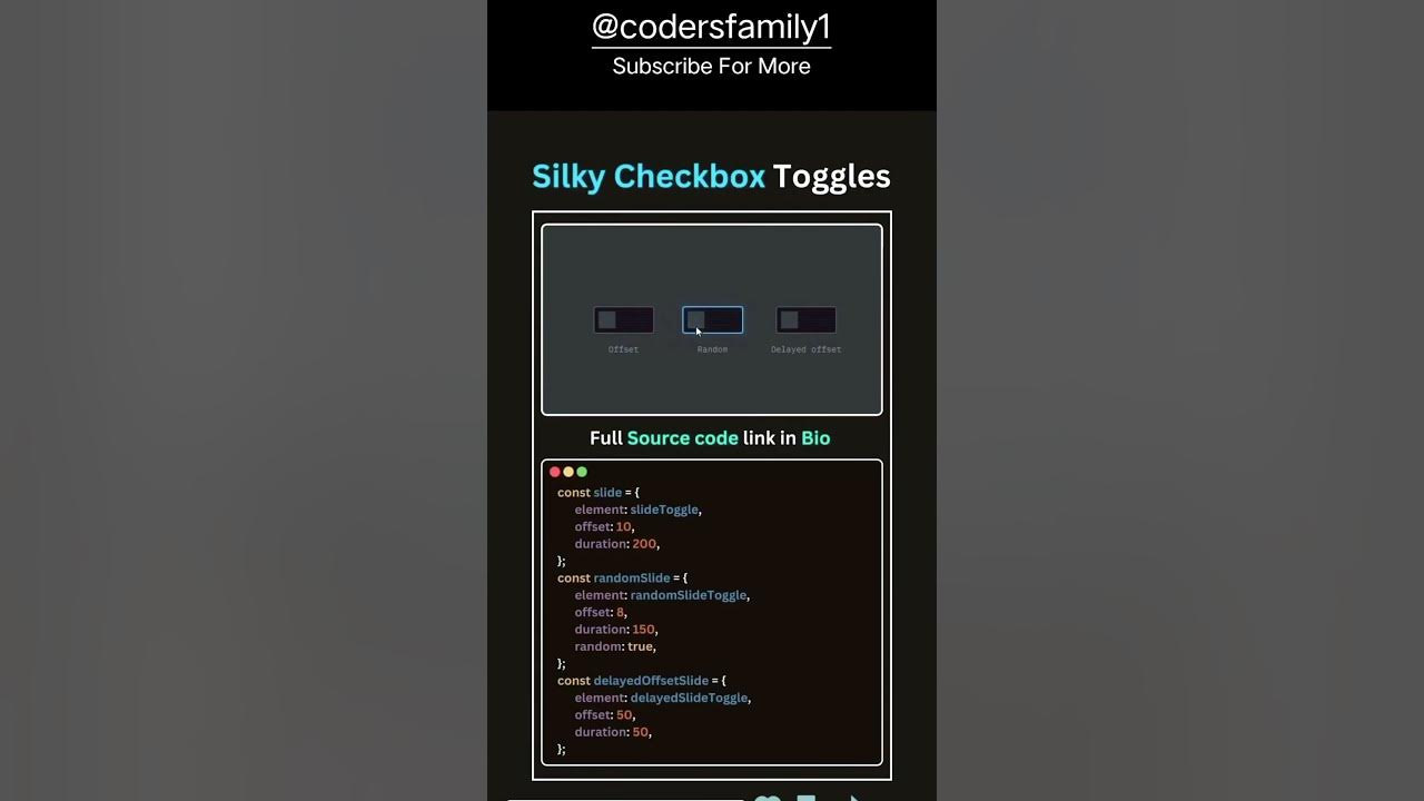Silky checkbox toggles using html css and js #silky #checkbox #toggle #html #css #js - YouTube