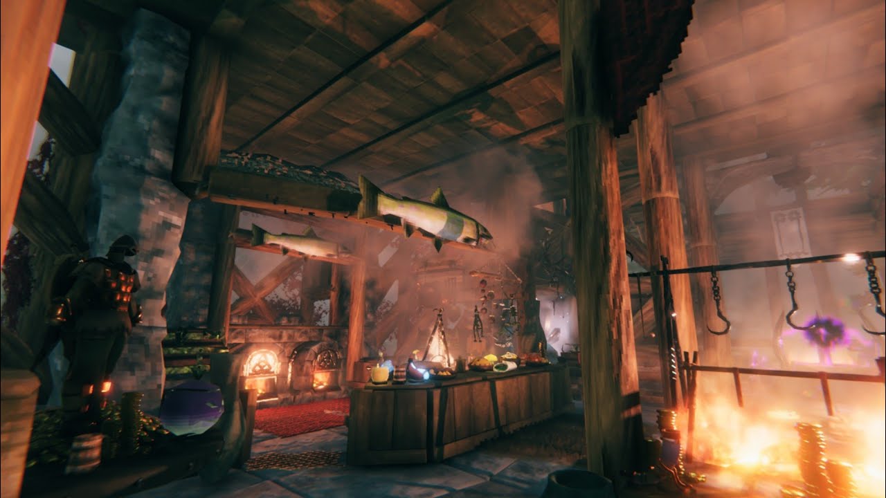 Valheim: [Survival Build] Courtyard (Garden, kitchen, coop,forge ...