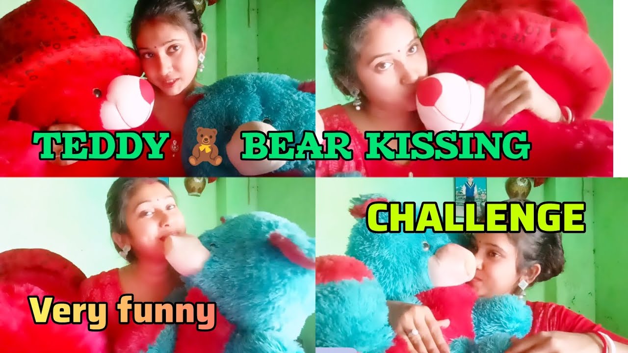 Teddy bear kissing challenge🧸 kissing challenge teddy Red with blue ...