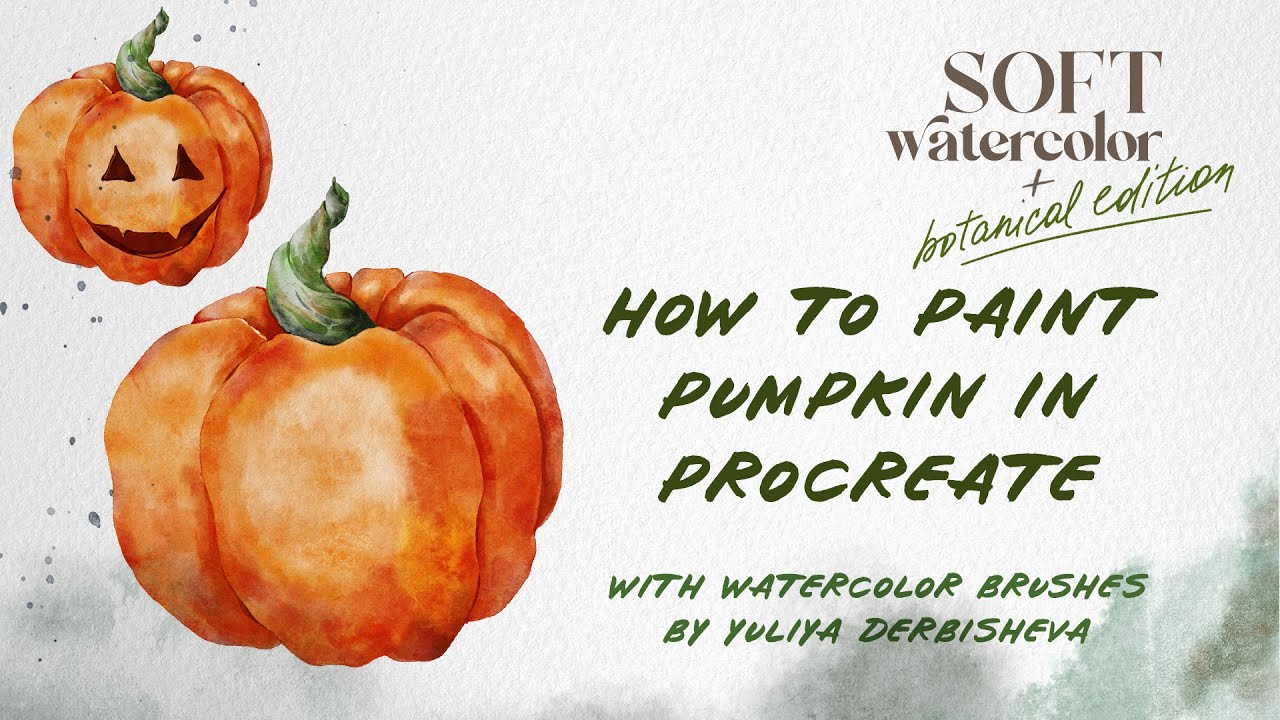 How to draw: watercolor Halloween pumpkin in Procreate tutorial with ...
