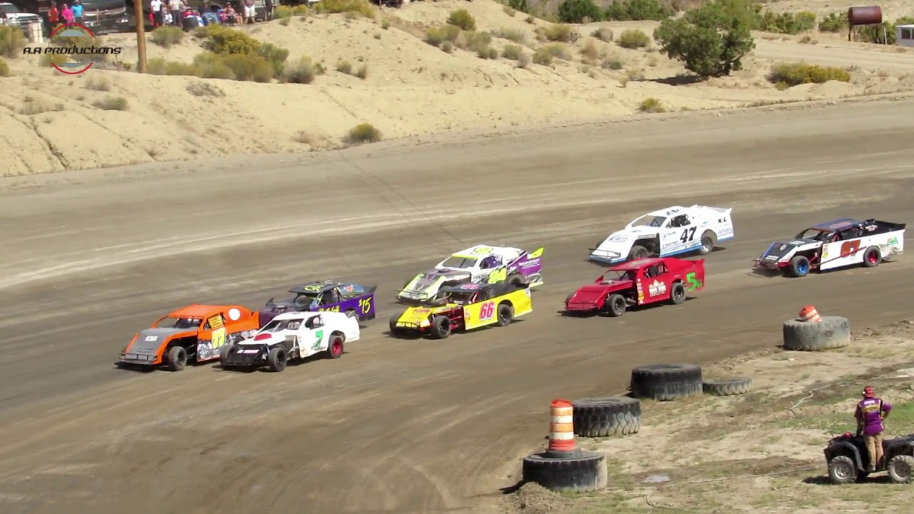 Desert Thunder Raceway IMCA Sport Mod Heat Races 9/29/18-Day Race - YouTube