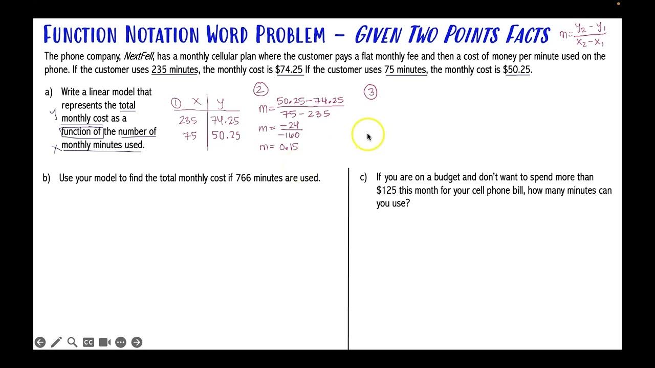 Function Notation Word Problem #2 - YouTube