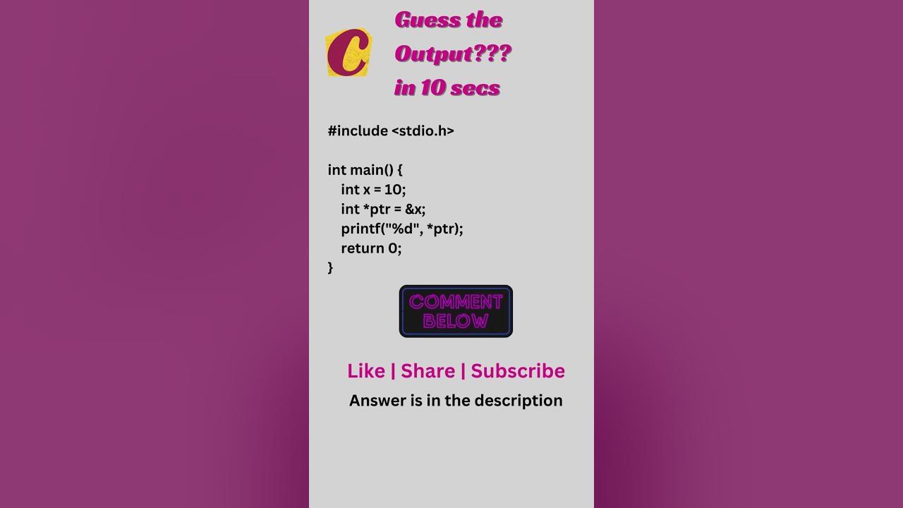 Pointers In C C Interview Question Coding Cshorts Youtube