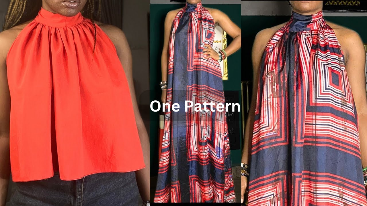 Making Halter Neck Backless Top and Dress using 1 Pattern - YouTube