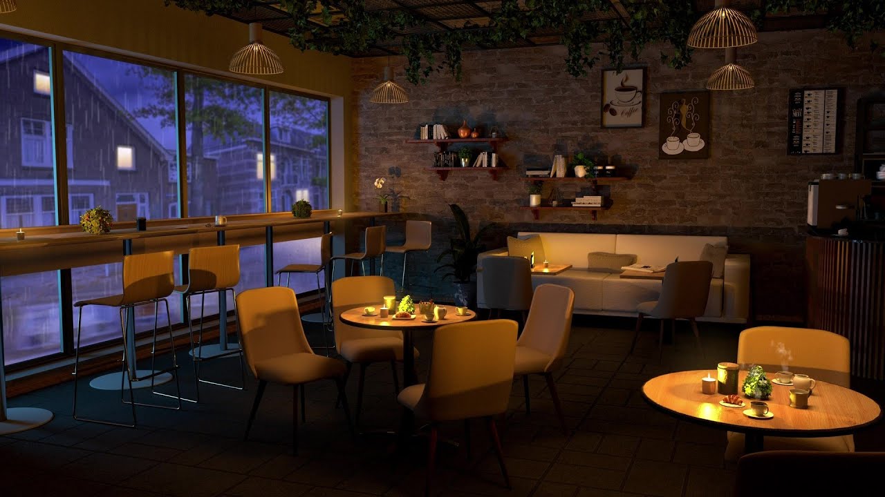 Coffee Shop Rain Sounds with Thunderstorm - YouTube
