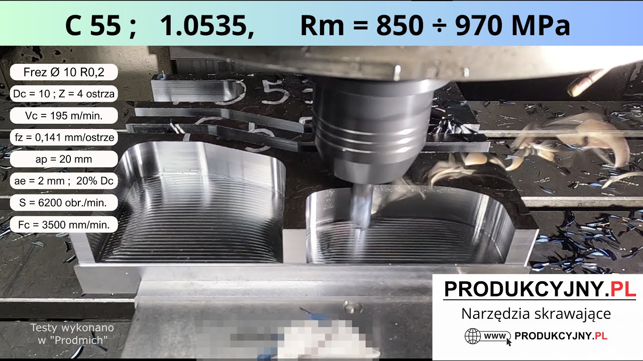 Frezowanie trochoidalne 20% ,stal C55, 1.0535 - YouTube