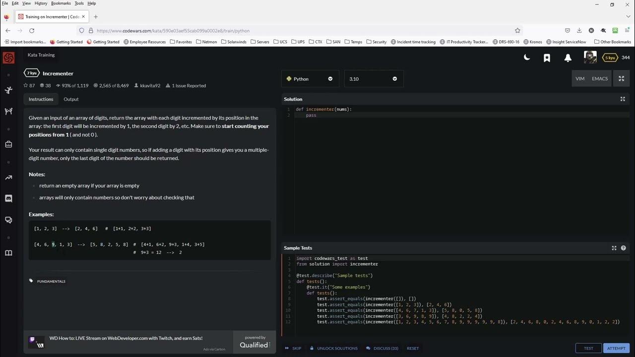 30 Day Codewars Python Challenge 9 Incrementer Youtube