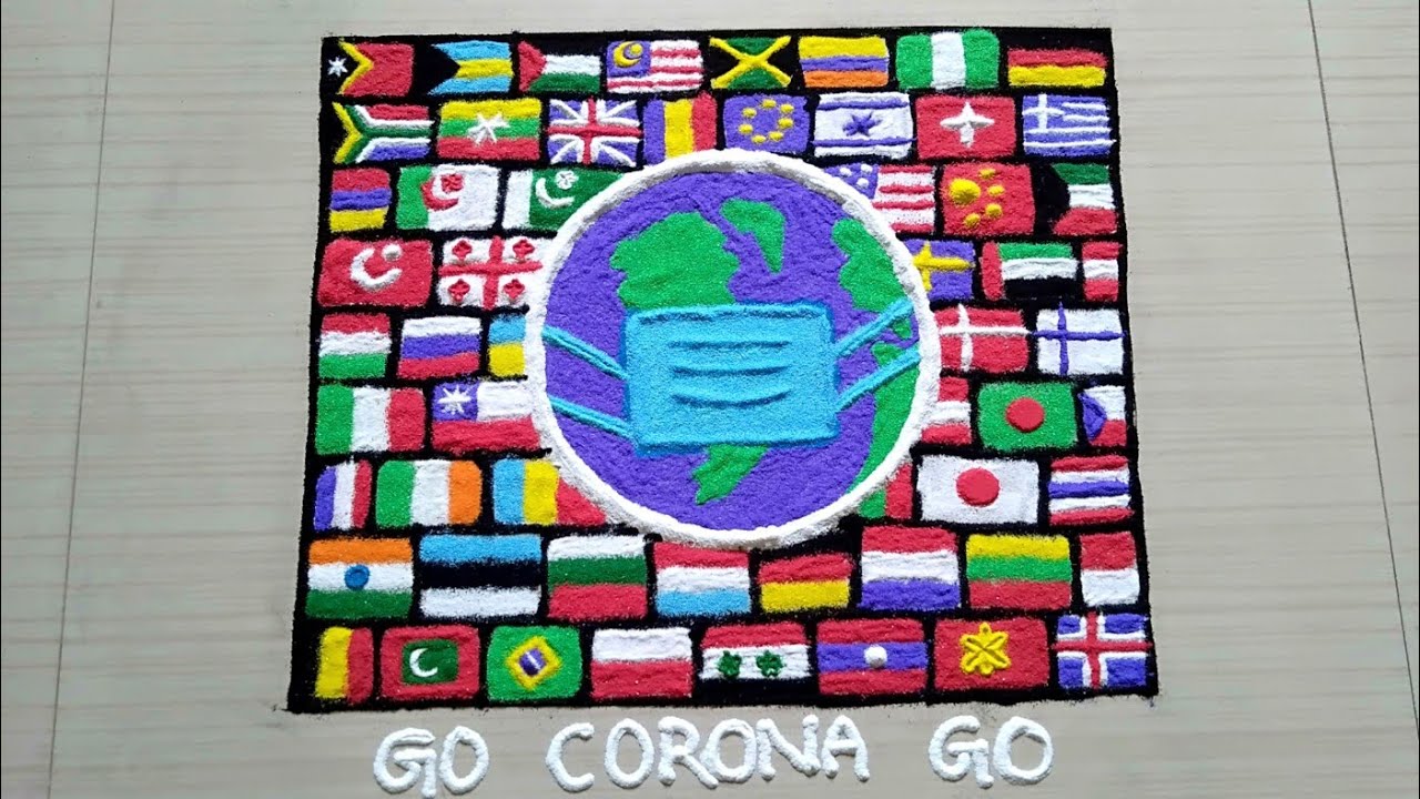 Earth In Corona Pandemic Rangoli * Coronavirus में पृथ्वी रंगोली ...