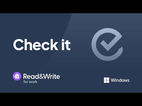 Check It | Read&Write for Work - YouTube