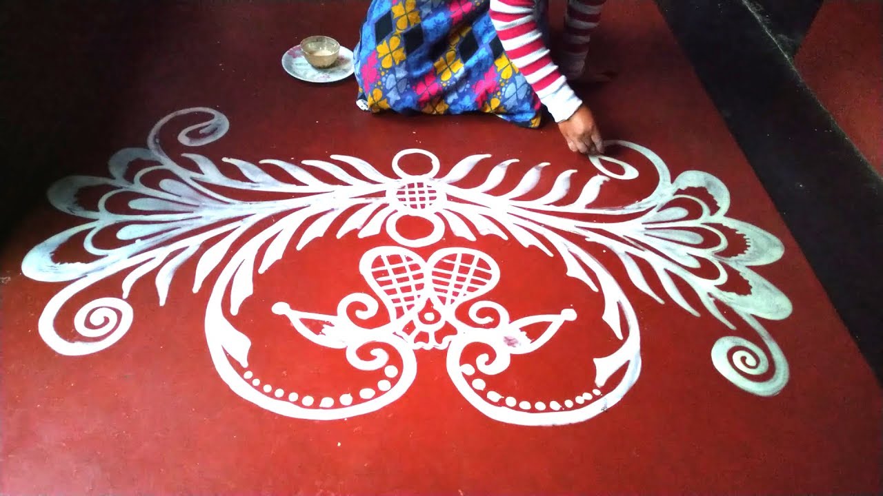 Door Side Alpona Design for Saraswati puja special - YouTube