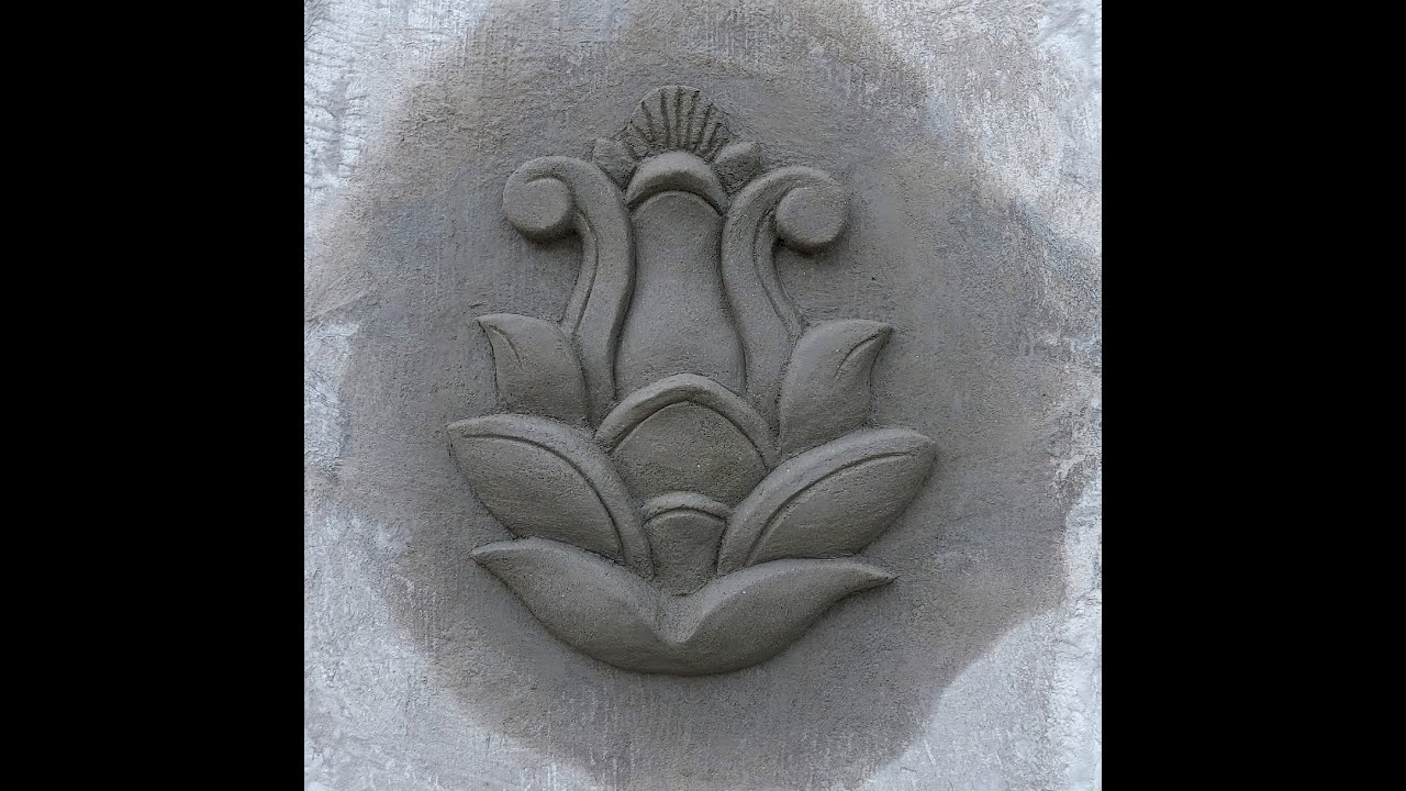 How I created a wonderfully stylized cement lotus relief - YouTube