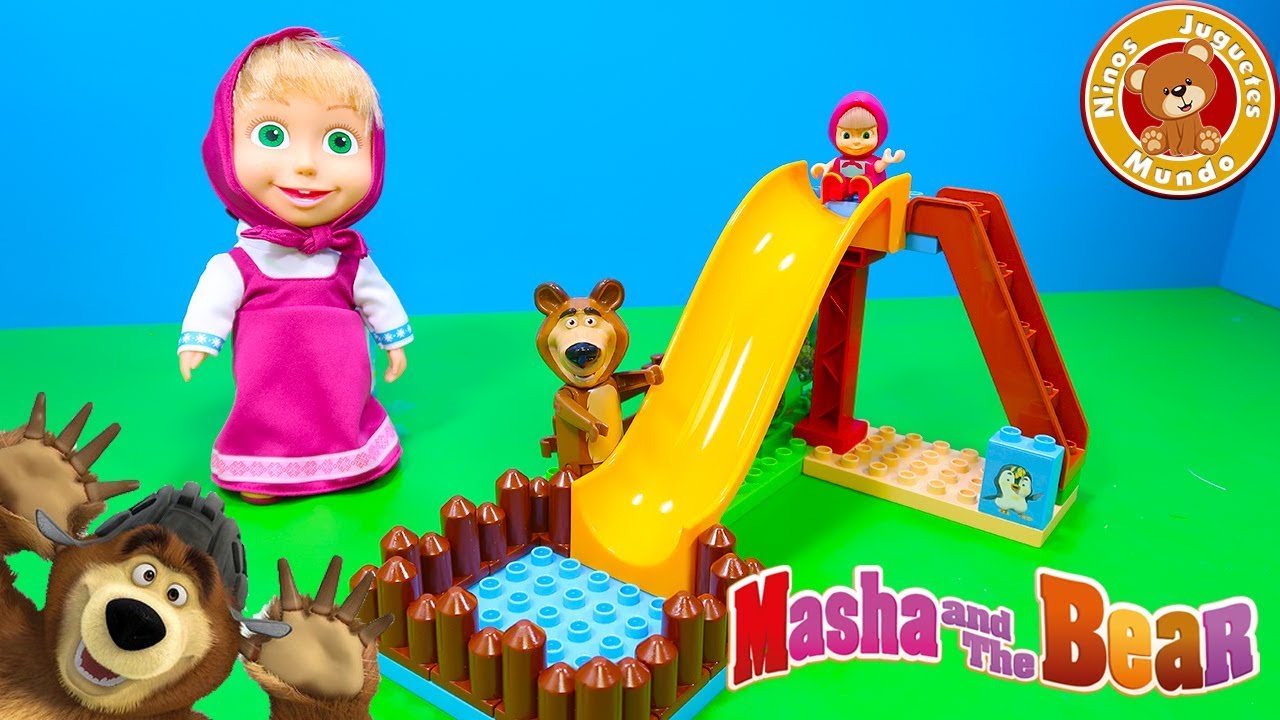 Masha y el oso diversión en la piscina lego diapositiva muñeca 👧🏼🐻💦 ...