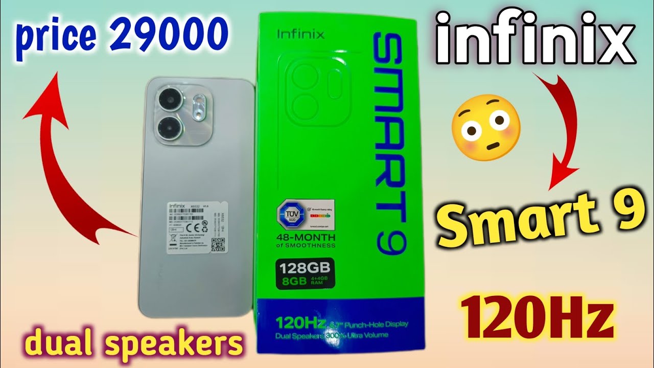 infinix smart 9 unboxing | 120Hz, Double speakers, 5000mAh battery ...