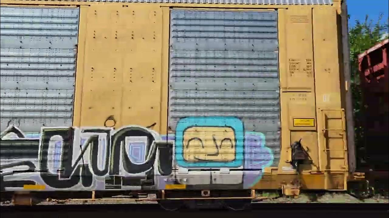 CN 2839, 3852 pull a Westbound freight train with GTW, CN, ICG 86' box cars at Vicksburg, MI ...