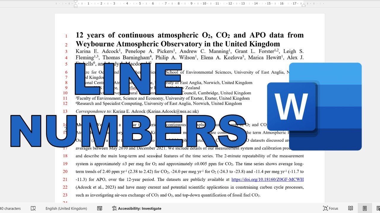 How to change the way line numbers look in a word document - YouTube