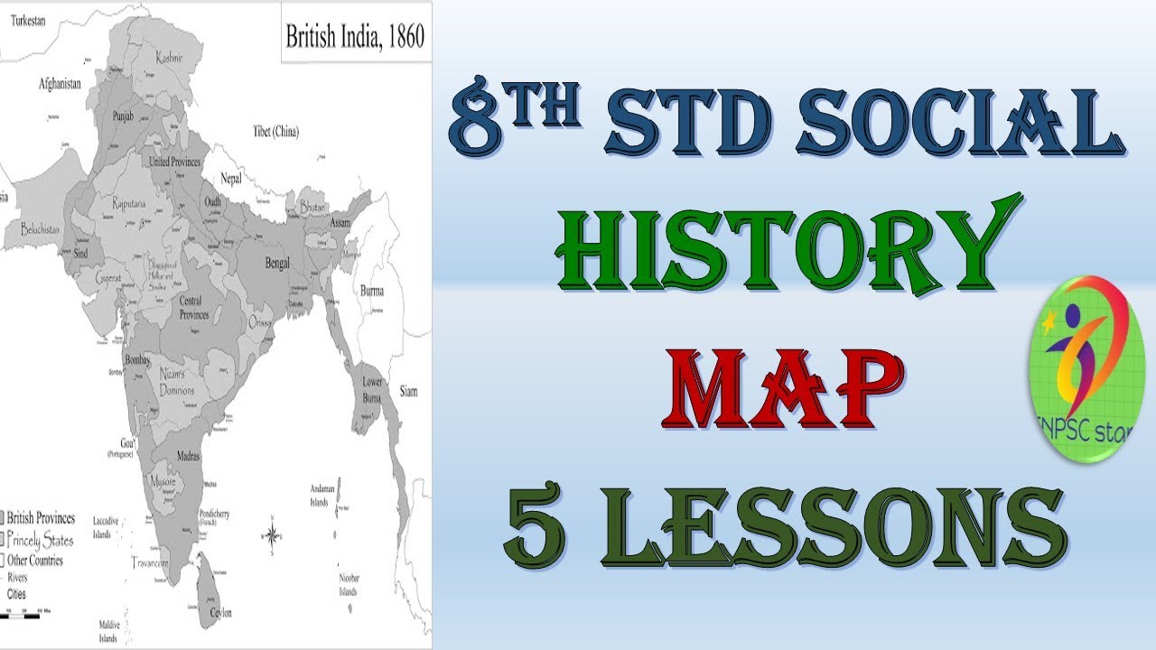 8th std History |MAP|5 lesson|places marked clearly - YouTube