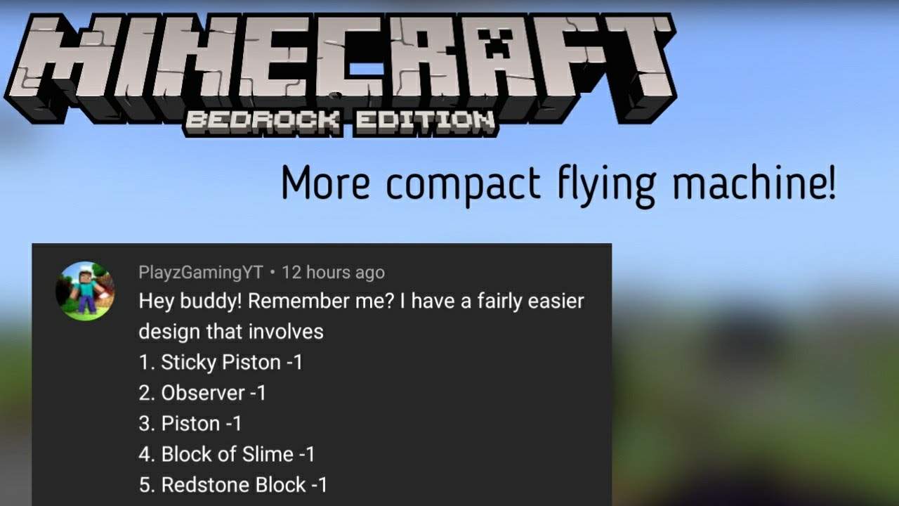 How To Make - More Compact Flying Machine for Minecraft Bedrock - YouTube
