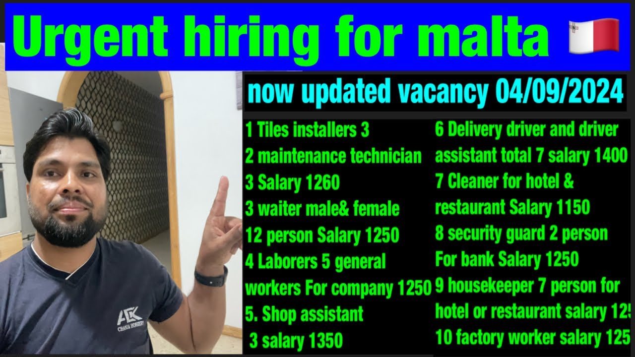 #Malta job urgent hiring#update vacancy for Malta#maltajobs #minivlog # ...
