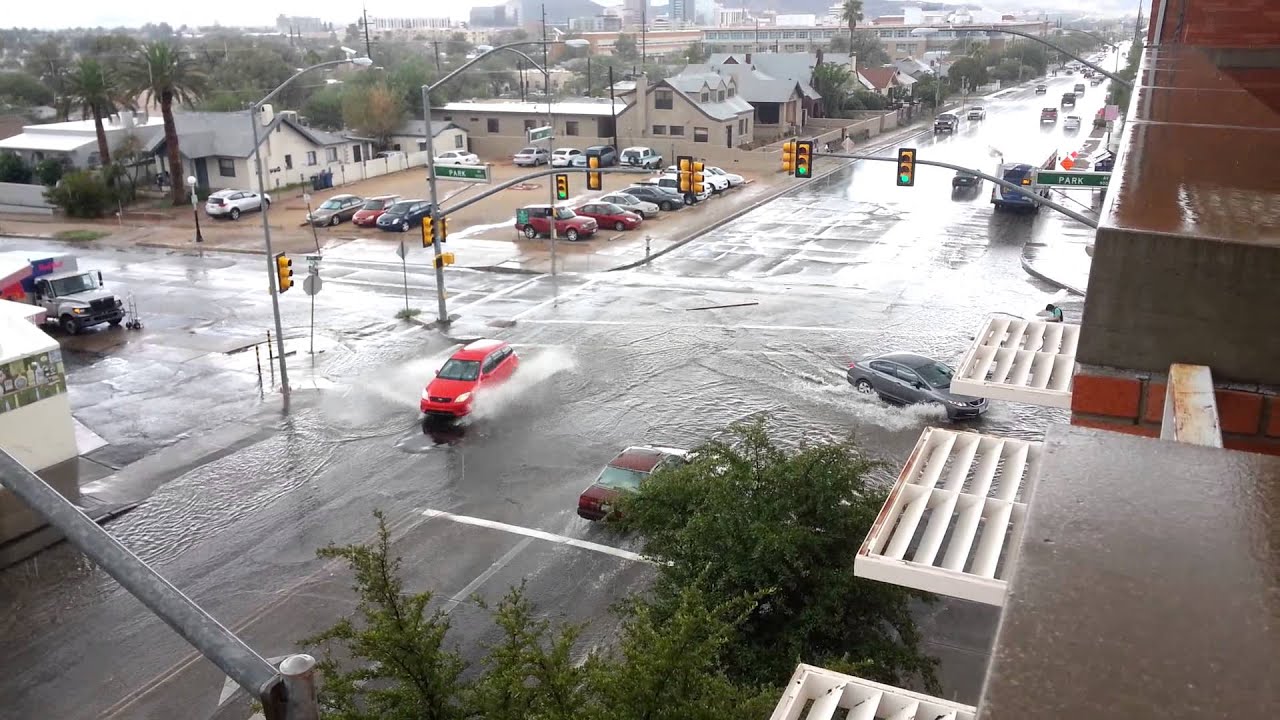 Street flooding outside of the NWS office Tucson. - YouTube