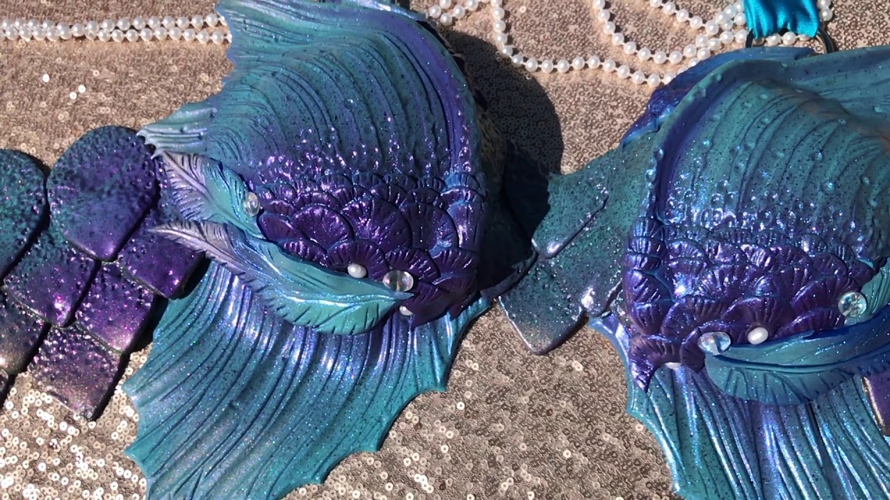 Shimmery Fishy Fins Mermaid Halter Swim Top - by Mermaid Amatheia - YouTube