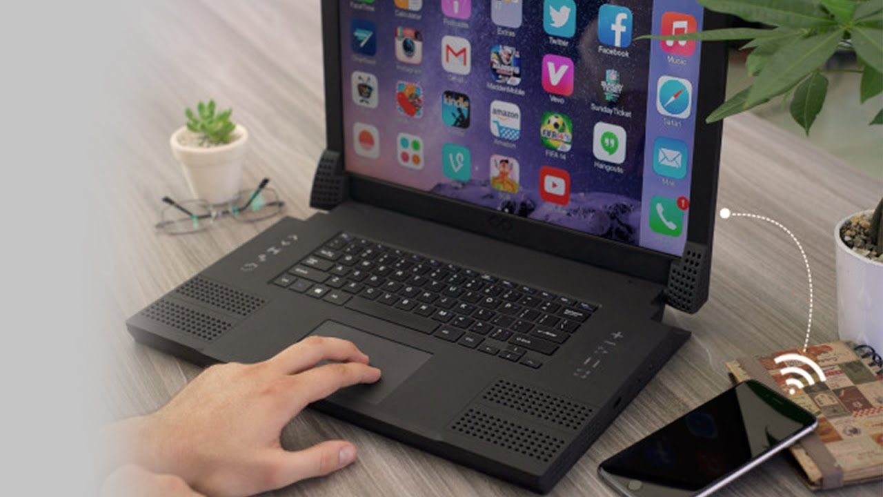 Hybrid laptop powered by your smartphone - YouTube
