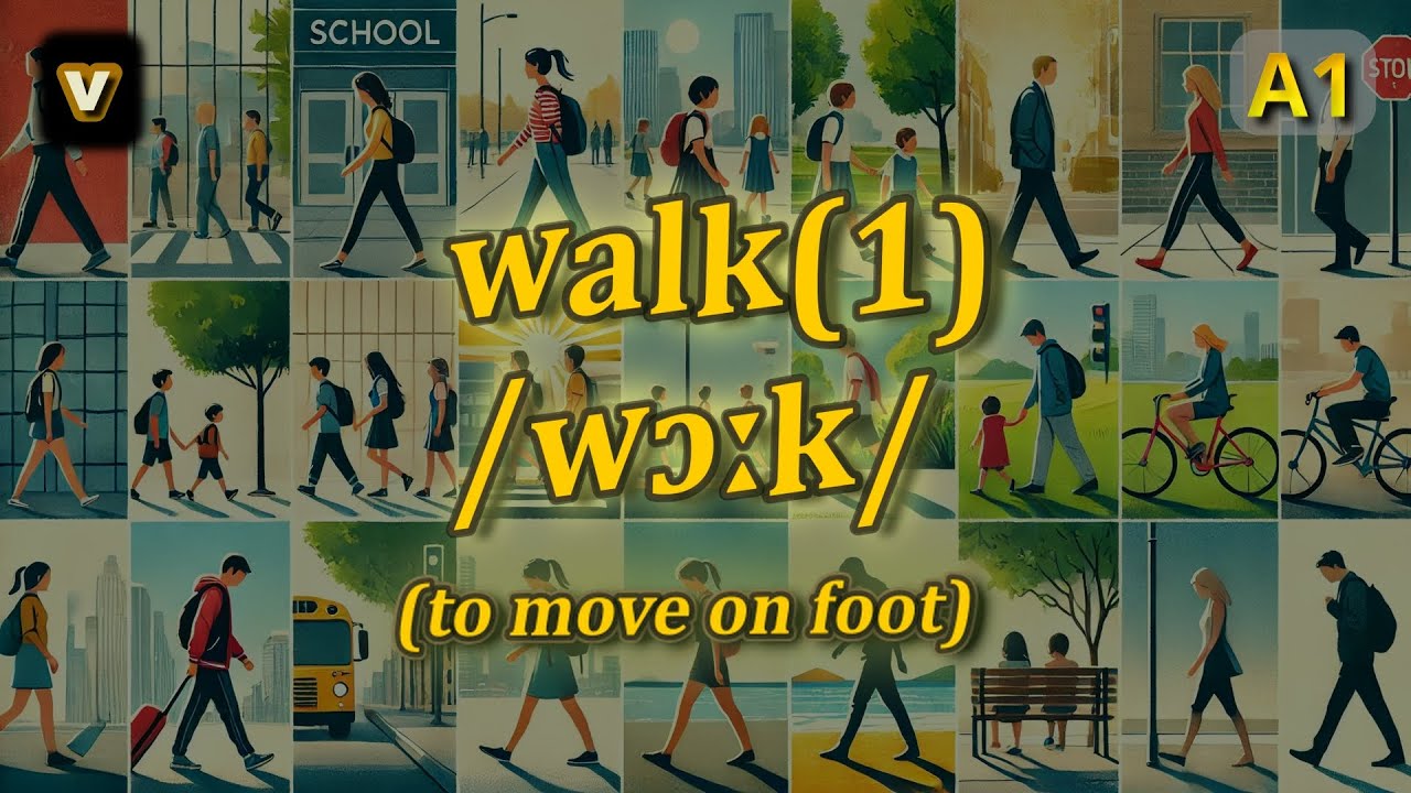 [v] walk meaning (to move on foot) with 5 examples - YouTube
