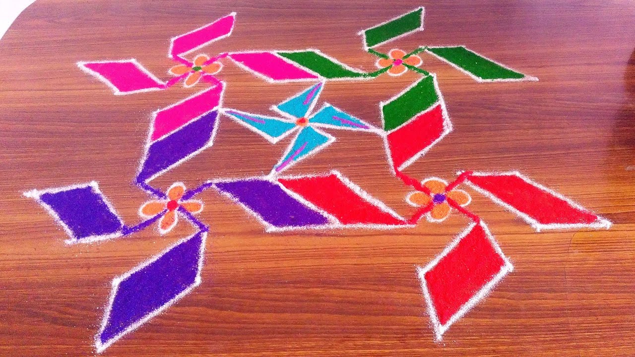 6×6 easy box kolam for beginners/colourful kolam - YouTube