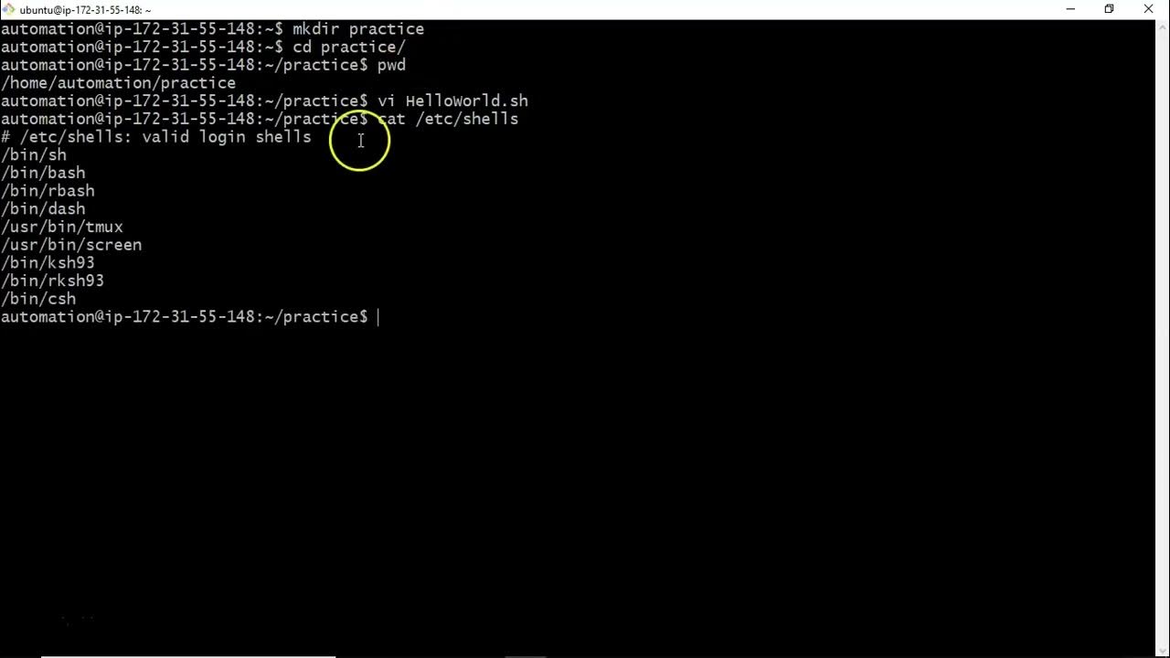 First Simple Hello World Script using echo command - YouTube