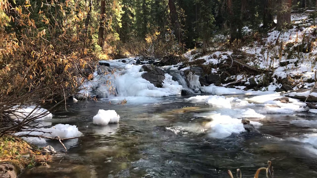 Peaceful winter stream with sound. - YouTube