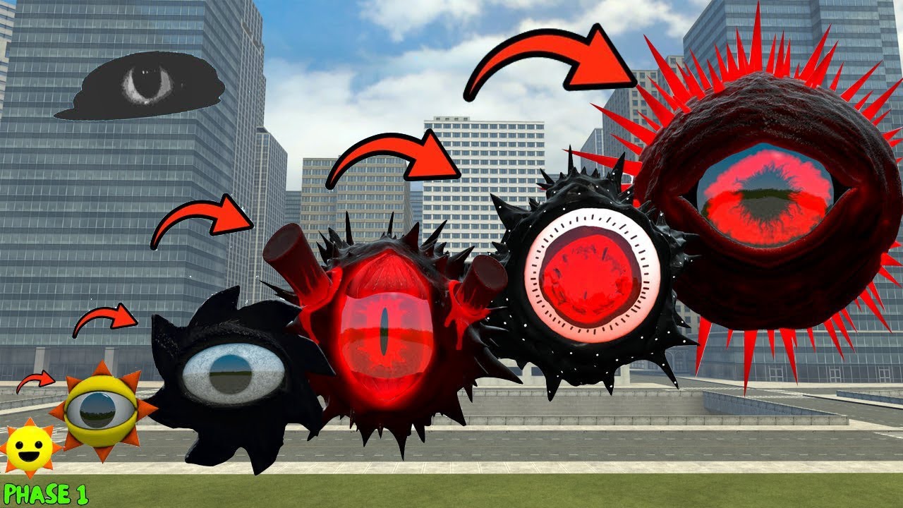 NEW SIZE COMPARISON SPRUNKI PHASES OF MR SUN ALL PHASES 1-10 in Garry's ...