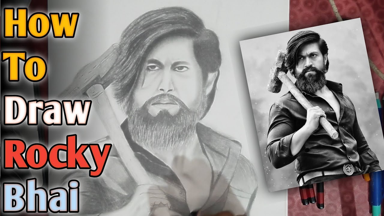 KGF Rocky Bhai Drawing | Rocking Star Yash Sketch | By Aditya Yash Arts - YouTube