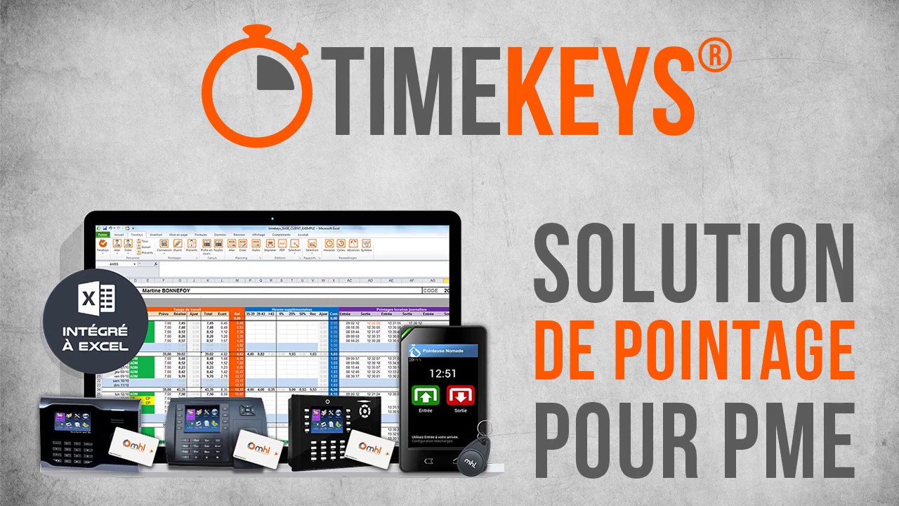 Pointeuse Badgeuse timekeys avec logiciel gestion des temps - YouTube