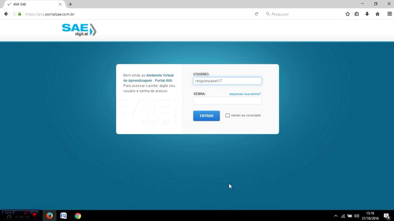 Login do Aluno e Responsável Plataforma SAE - YouTube