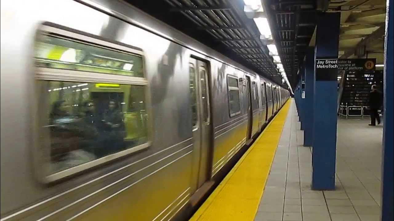 MTA New York City Subway: 179th Street Bound R46 F Train Departs Jay Street - MetroTech - YouTube