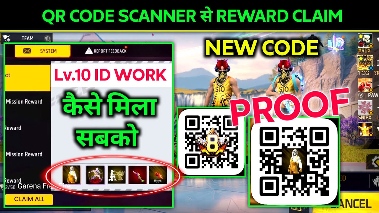 FF SCAN QR CODE GET FREE DIAMOND |QR CODE SCAN KARKE POKER MP40 KAISE ...