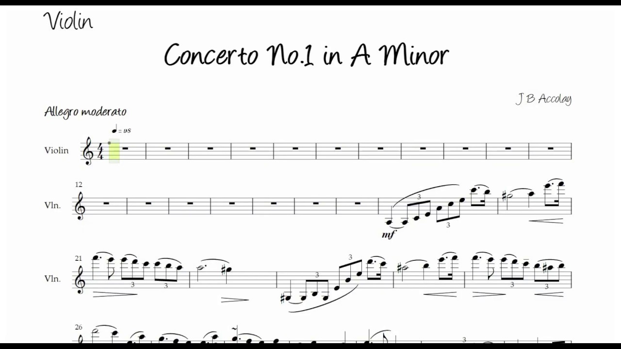 Accolay Concerto No.1 in A Minor - Practice the Violin Part - YouTube