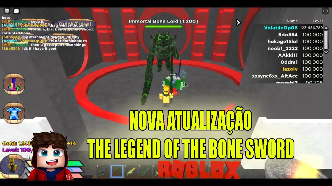 NOVA ATUALIZAÇÃO THE LEGEND OF THE BONE SWORD ROBLOX - YouTube