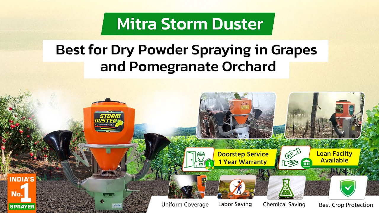 Spraying Dry Powder in Vineyards for protection from diseases using ...