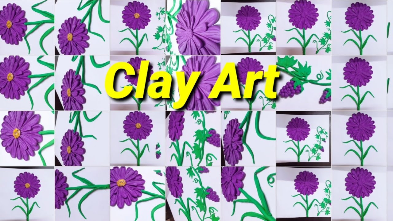Clay Art How to make Purple Daisy Flower - YouTube