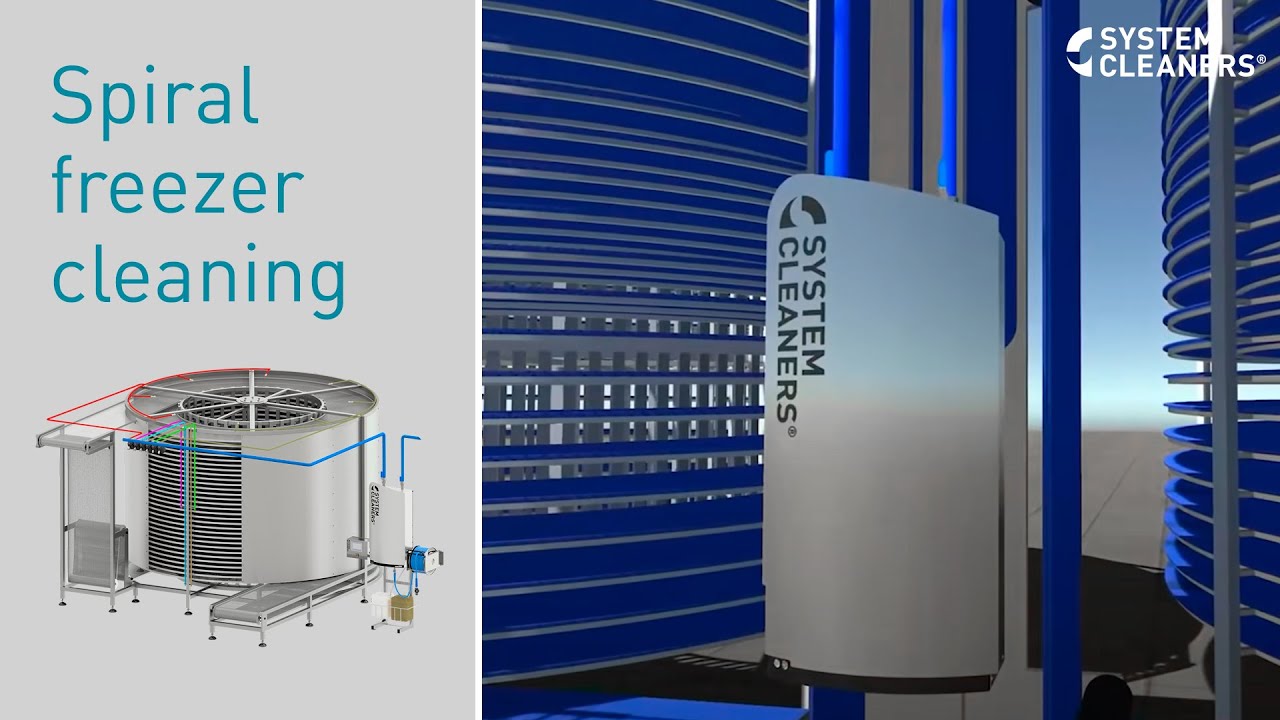Spiral freezer cleaning - Automatic cleaning - YouTube