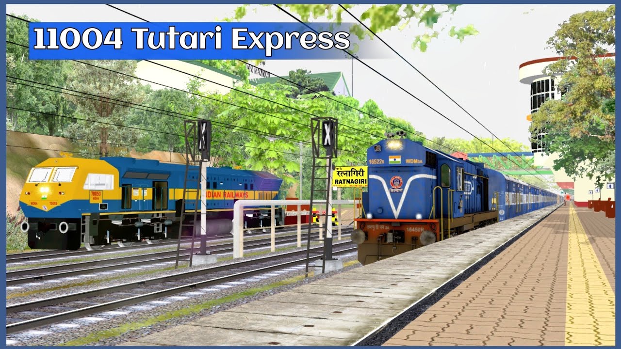 #11004 Tutari Express Departing At Ratnagiri | Kalyan WDM3A Heavy ...