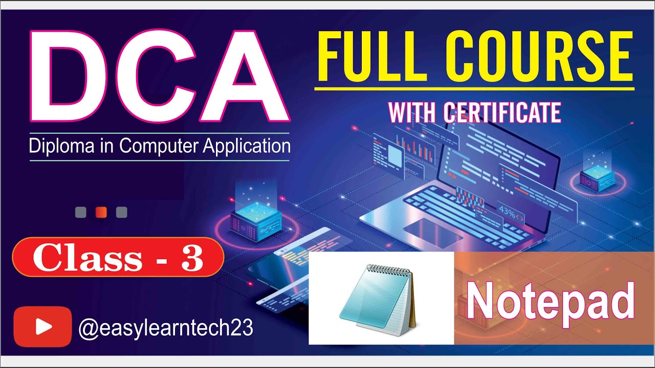 DCA FULL COURSE Hindi me..... NOTEPAD EASYLEARNTECH - YouTube