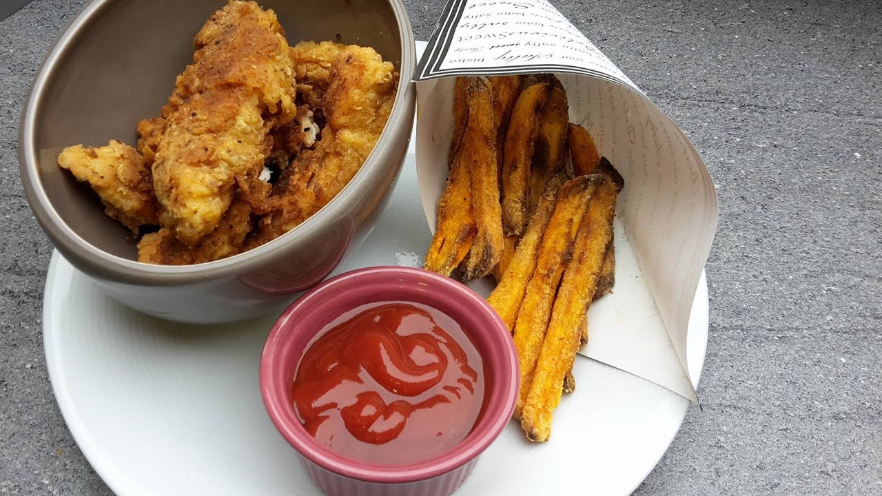 [Recette#8] Poulet frit façon KFC et frites de patate douce - YouTube