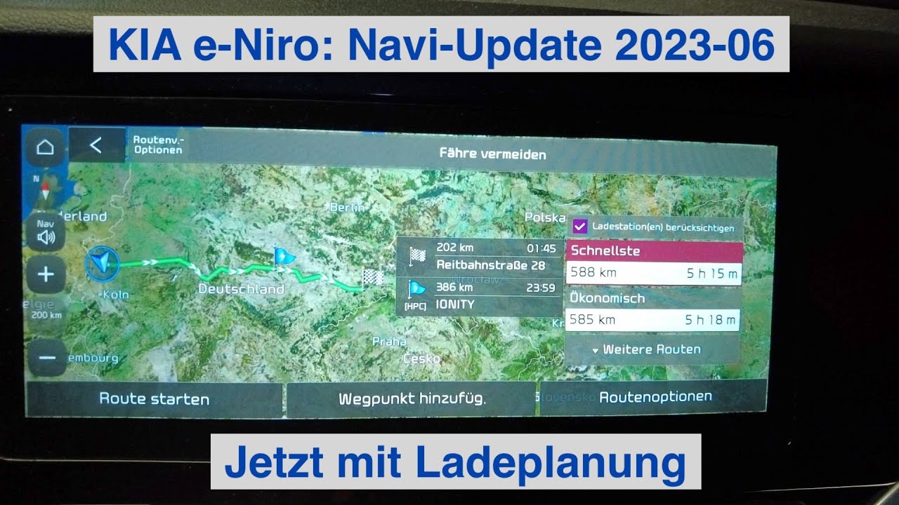 KIA e-Niro: Navi-Update 2023-06 - Jetzt mit Ladeplanung - YouTube