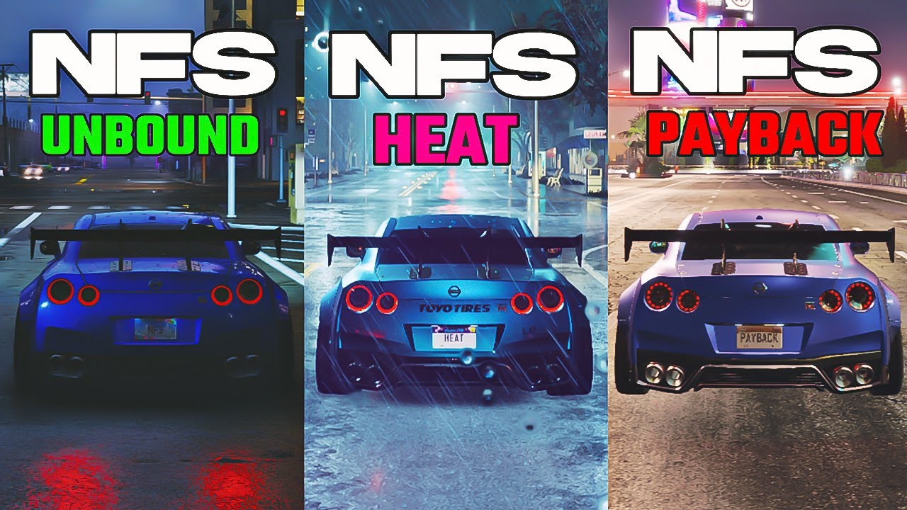 Need For Speed Unbound Vs Heat Vs Payback Nissan Gt R Premium Youtube