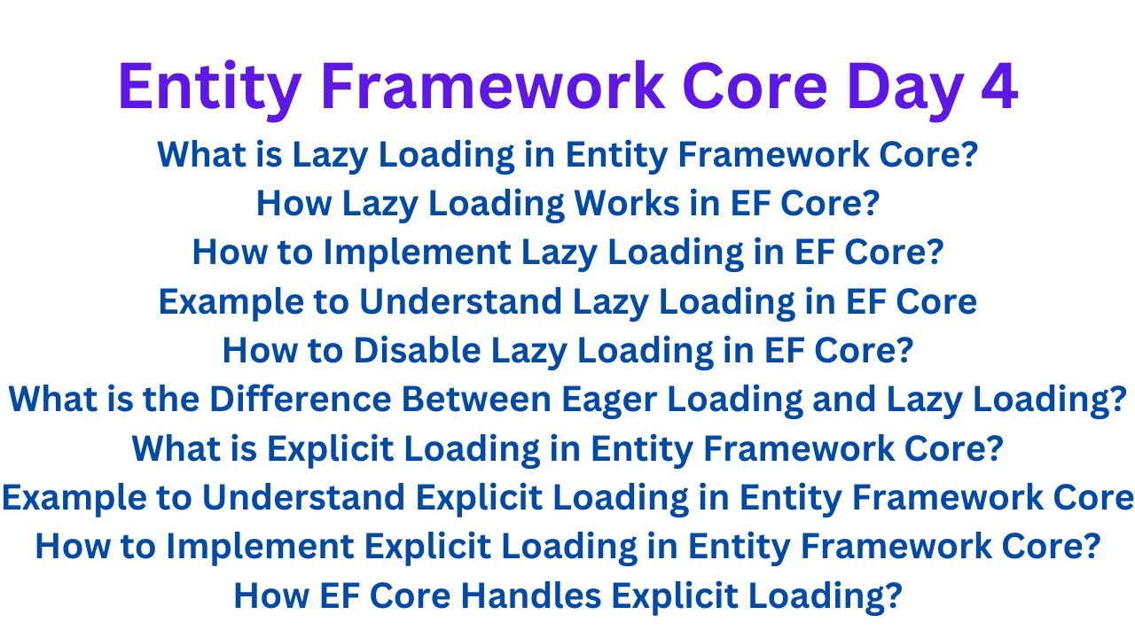 Lazy Vs Explicit Loading In Entity Framework Core Day 4 Dot Net 4531